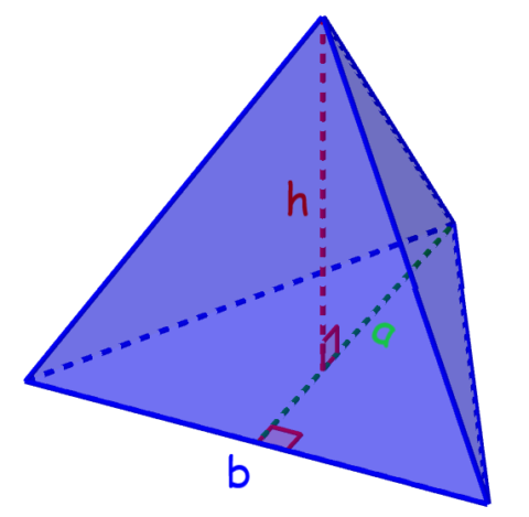 Volumen y Área de una Pirámide Triangular - Ejercicios
